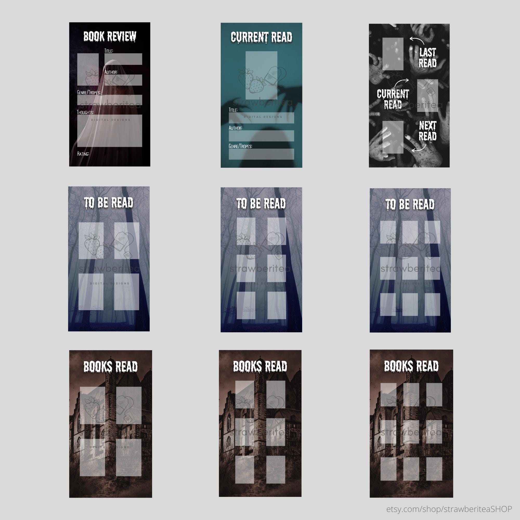 HORROR Instagram Story Reading Tracker Templates - JPG Scary Spooky ...