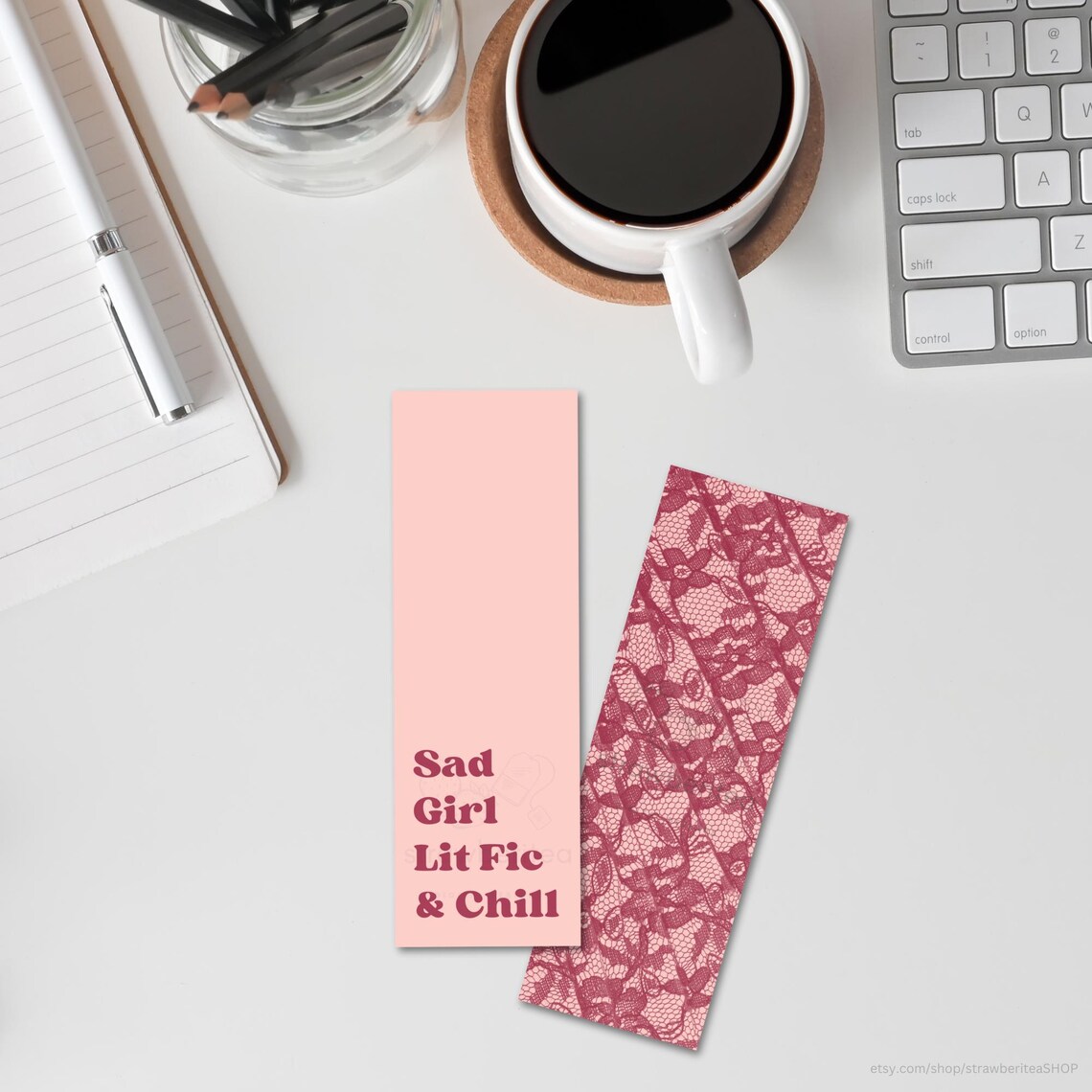 Sad Girl Lit Fic and Chill Printable Bookmarks - PNG & PDF Funny Cute ...