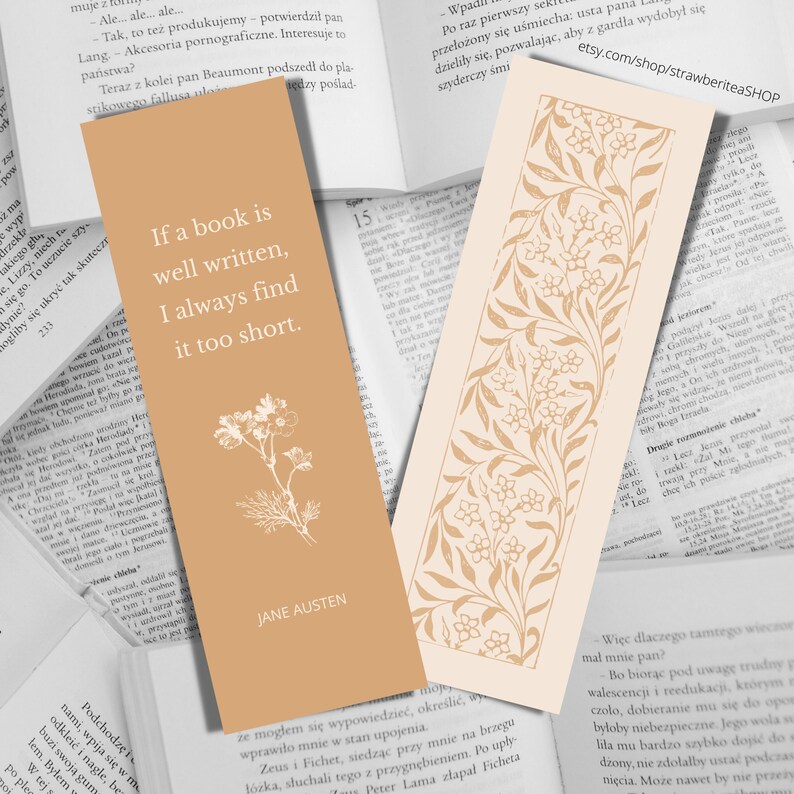 Jane Austen Yellow Printable Bookmarks Pride & Prejudice Quote, Romance ...