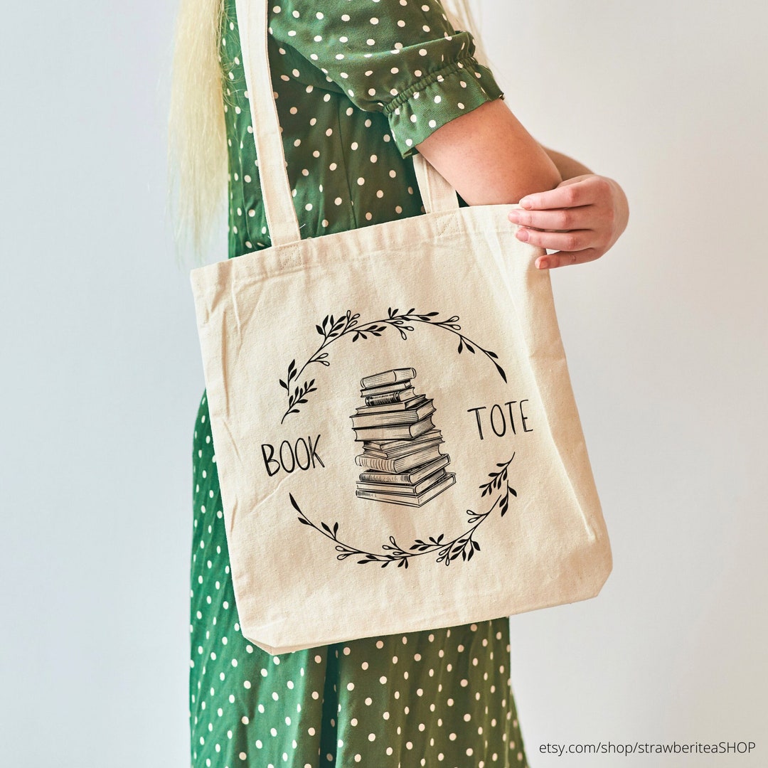 4 Book Tote Designs - PNG, SVG, JPG Digital Download, Aesthetic Tote ...