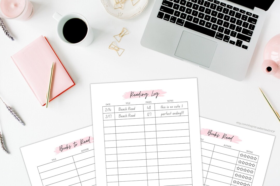 3-pack Pink Printable Reading Tracker Pages (reading Log, Books to Read ...