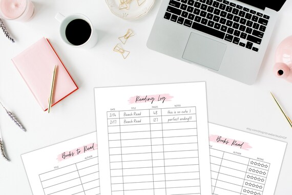 3-pack Pink Printable Reading Tracker Pages reading Log | Etsy