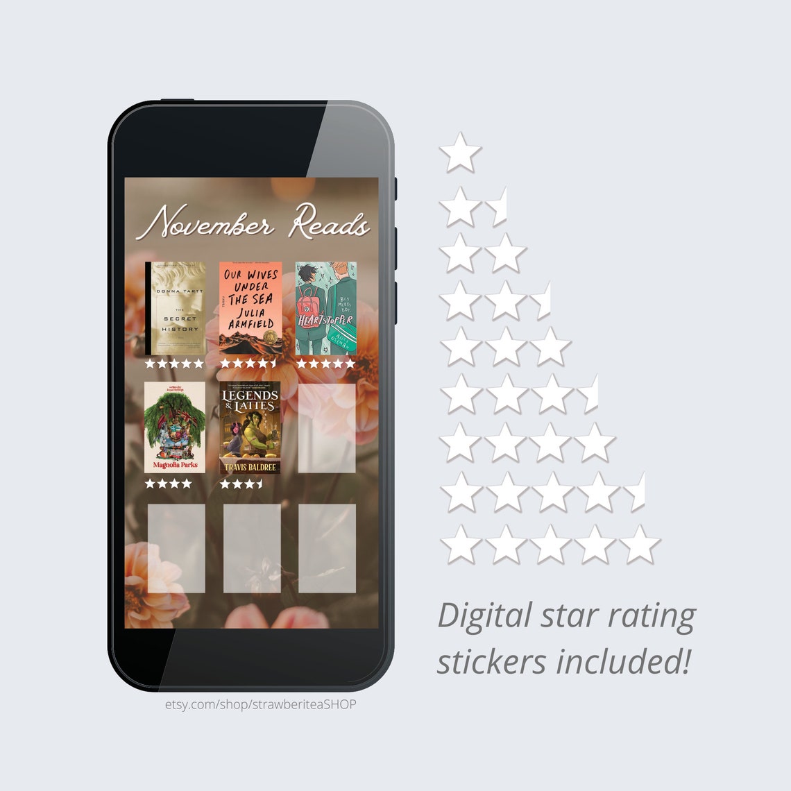 LIGHT VINTAGE FLOWERS - 12 Instagram Story Monthly Reading Tracker ...