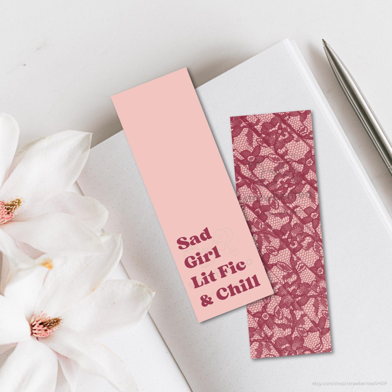 Sad Girl Lit Fic and Chill Printable Bookmarks - PNG & PDF Funny Cute ...