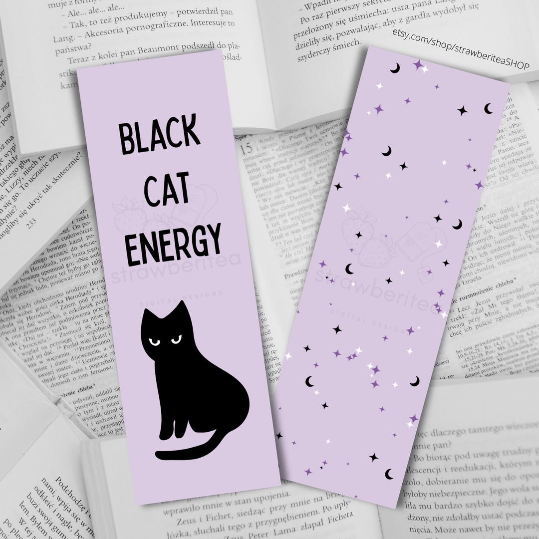 Black Cat Energy Printable Bookmarks - PNG & PDF - Celestial, Witchy ...