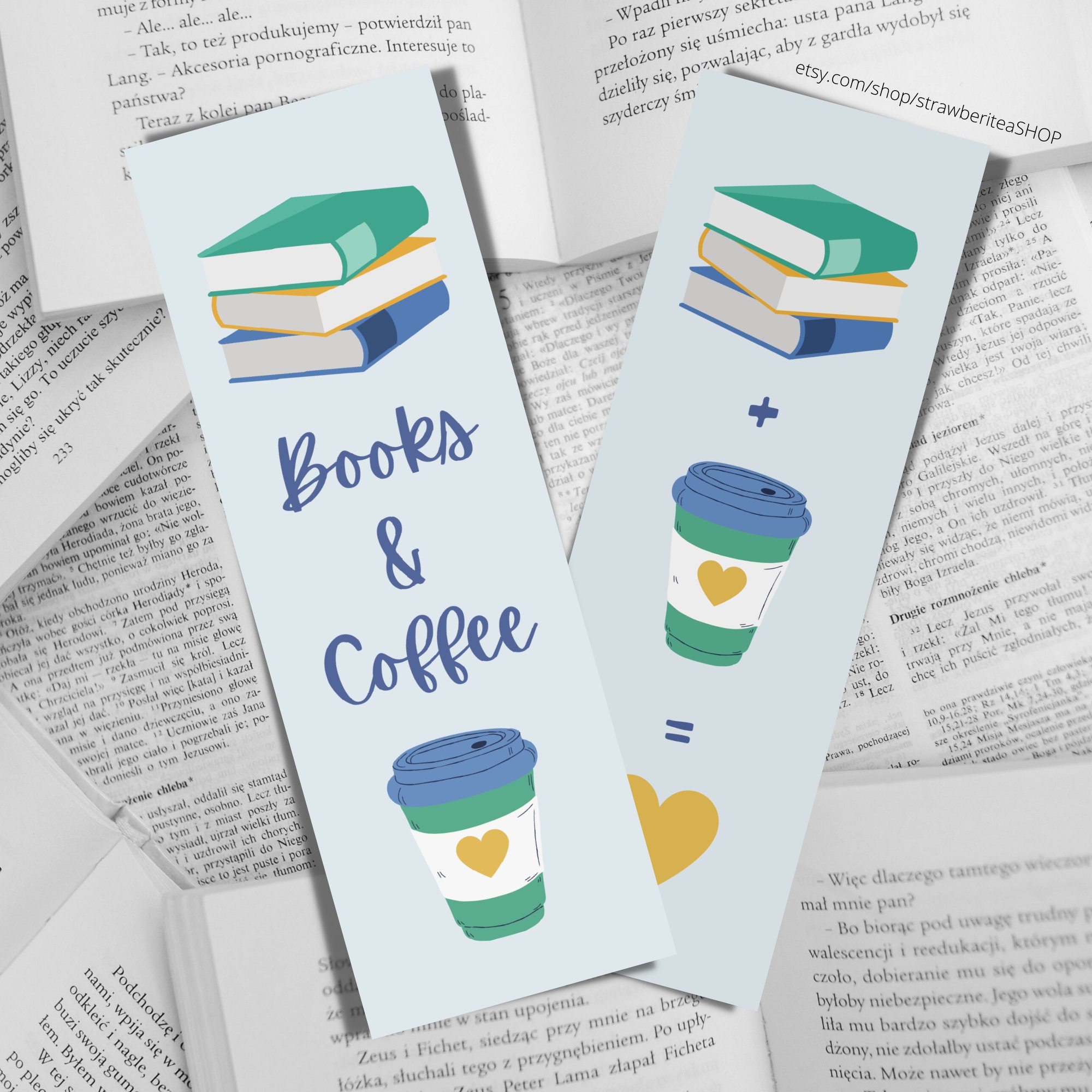 Books and Coffee Printable Bookmarks (gifts for Readers, Bookish Gifts ...