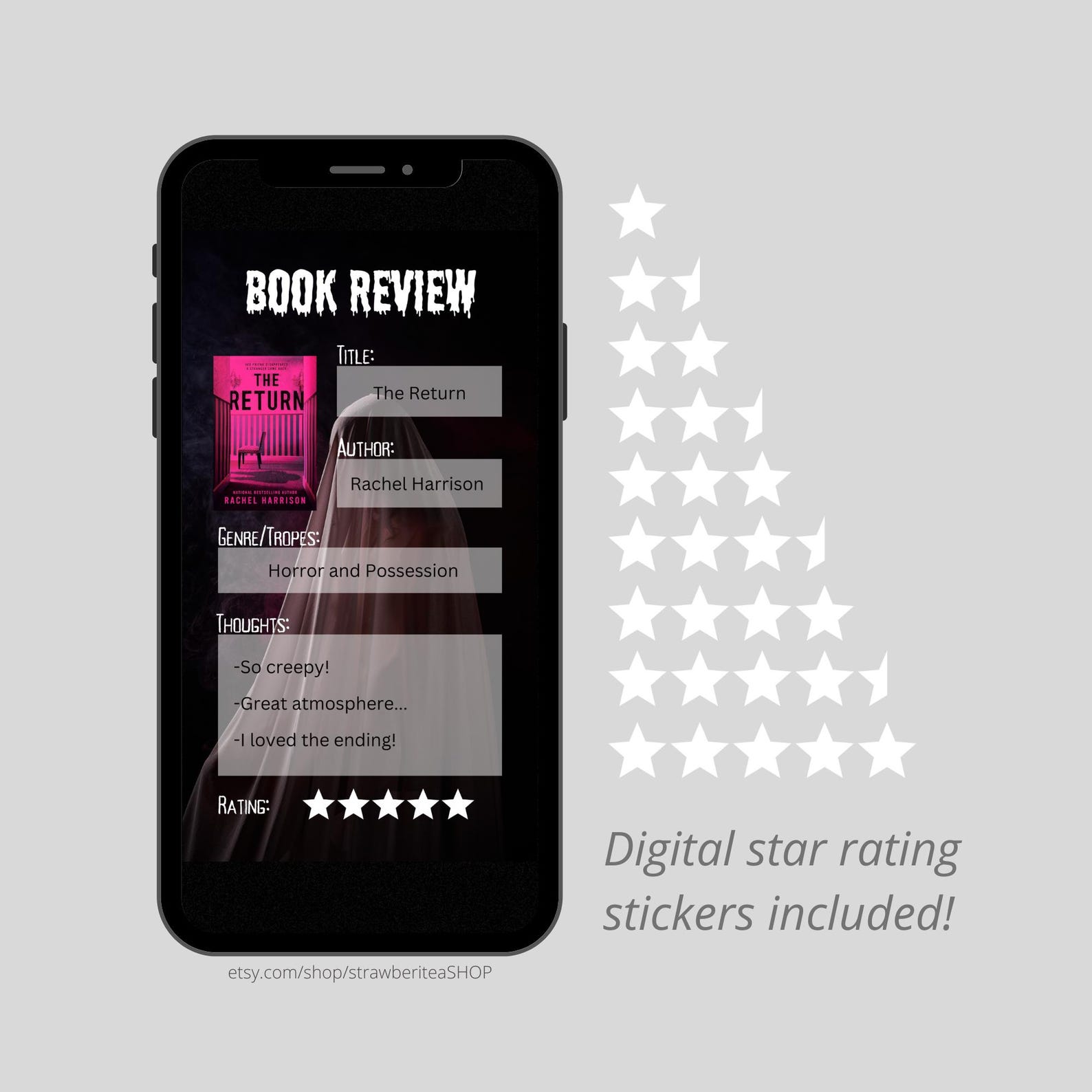 HORROR Instagram Story Reading Tracker Templates - JPG Scary Spooky ...