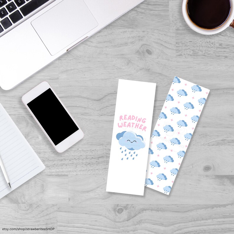 Reading Weather Rain Cloud Printable Bookmarks - PNG & PDF Cute Pink ...