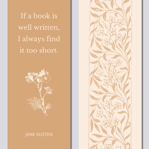 Jane Austen Yellow Printable Bookmarks Pride & Prejudice Quote, Romance ...