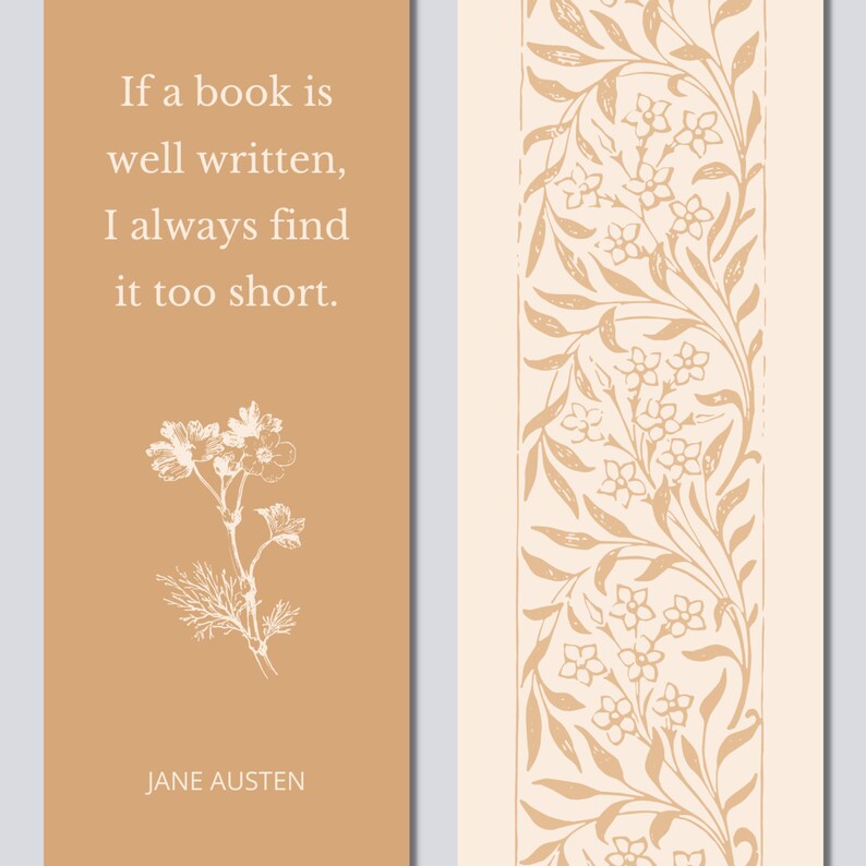 Jane Austen Yellow Printable Bookmarks Pride & Prejudice Quote, Romance ...