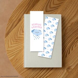 Reading Weather Rain Cloud Printable Bookmarks - PNG & PDF Cute Pink ...