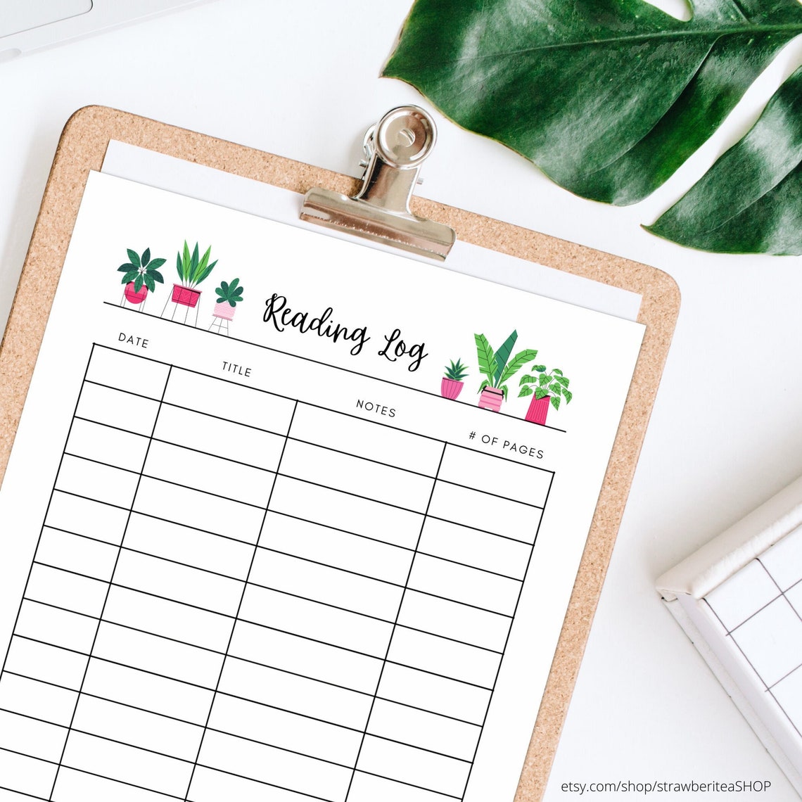 Printable Reading Log for Plant Lovers Minimal Planner Printable ...