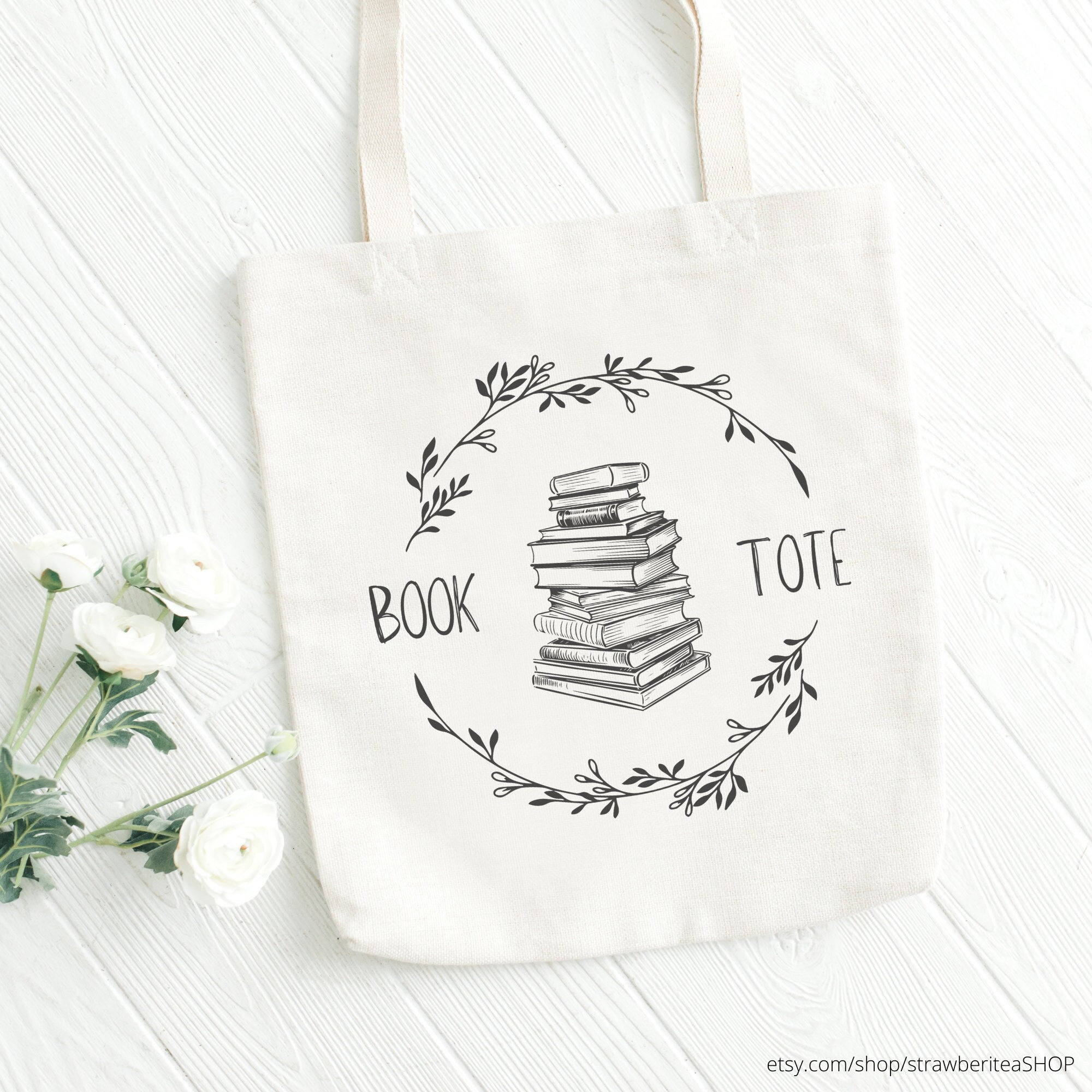 4 Book Tote Designs - PNG, SVG, JPG Digital Download, Aesthetic Tote ...