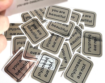 Set of 20 Foil Holographic Rainbow You Are Beautiful Stickers - Etsy