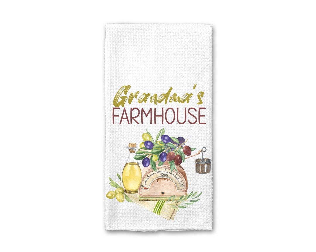 Personalized Olive Farmhouse Kitchen Towel - Etsy