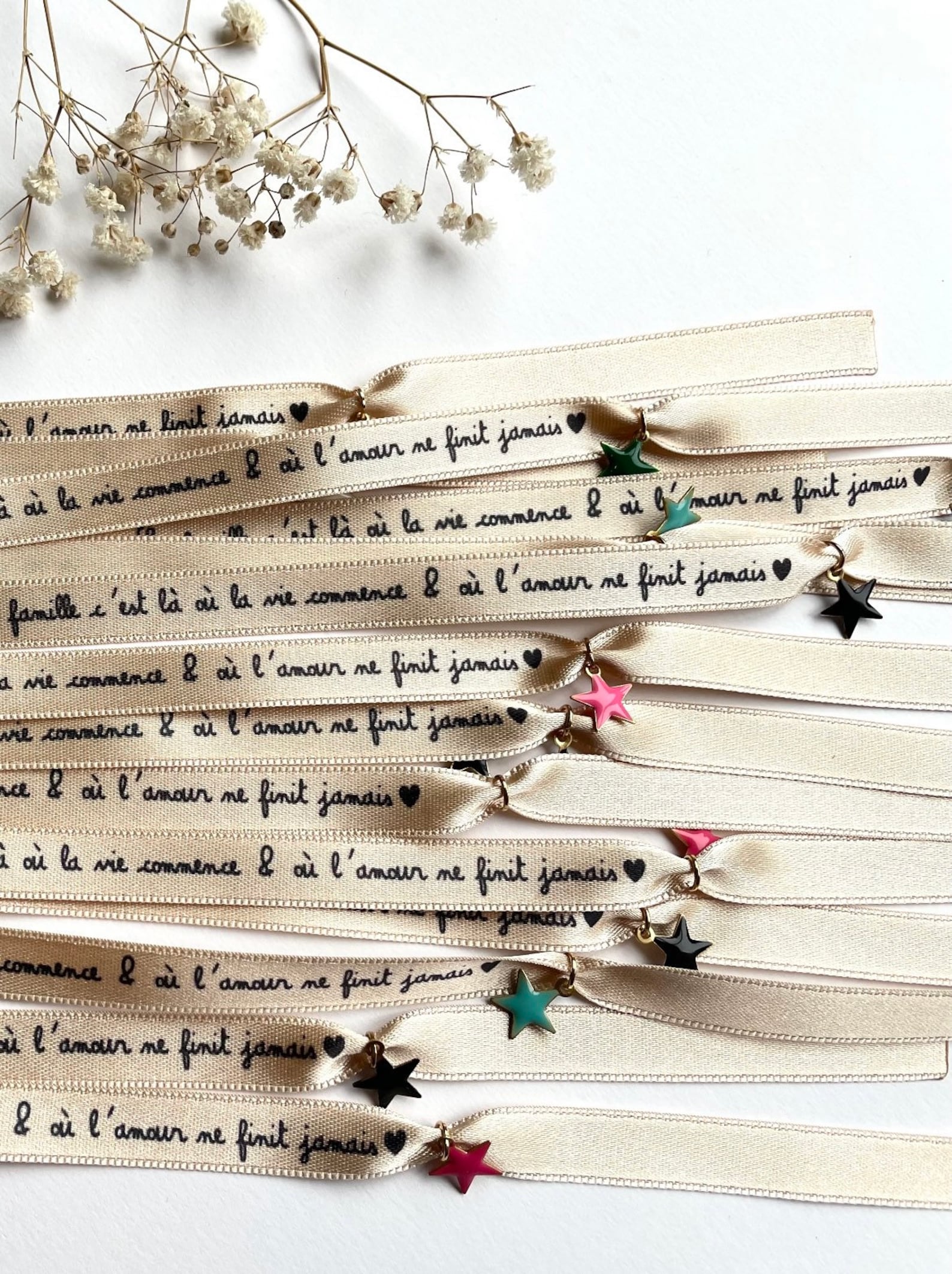 Bracelet ruban personnalisé avec breloque étoile et fermeture - Etsy France