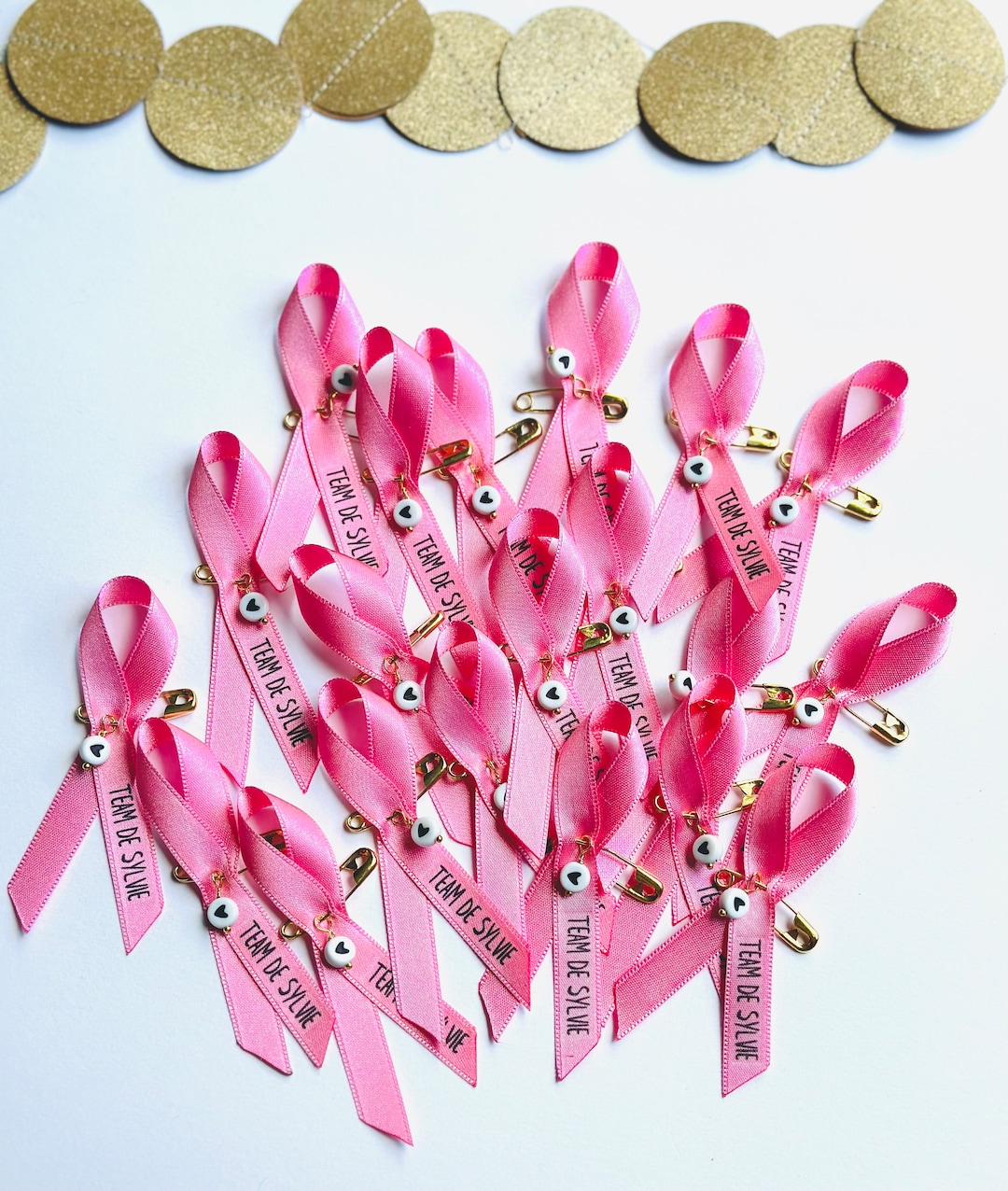 Cocarde ruban rose avec perle coeur AVEC personnalisation - Etsy France