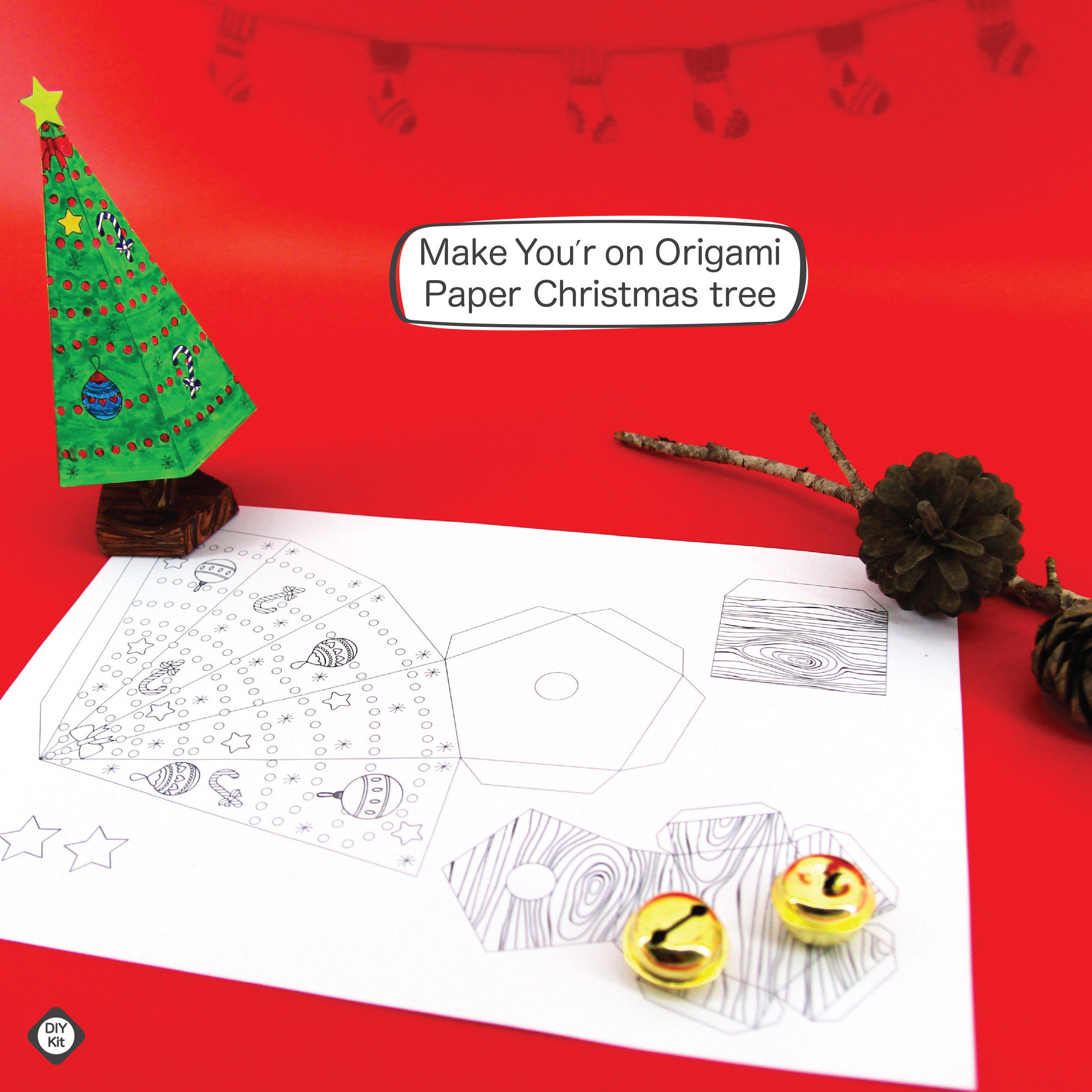 3D Coloring Christmas Tree, Easy Papercraft Activity, Craft Paper for ...