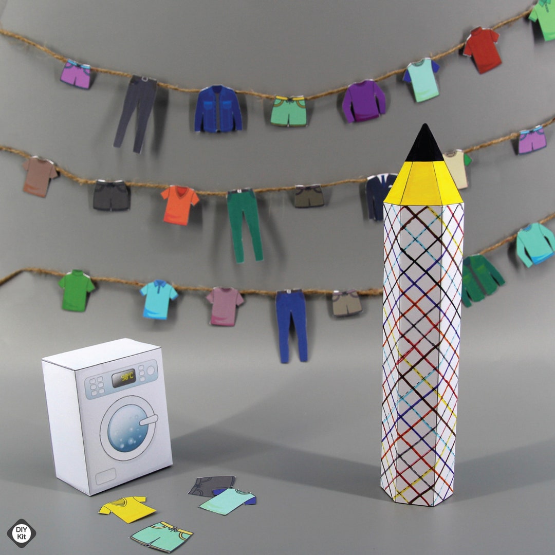 3D Coloring Pattern Paper, Easy Papercraft Activity, Craft Paper Models ...