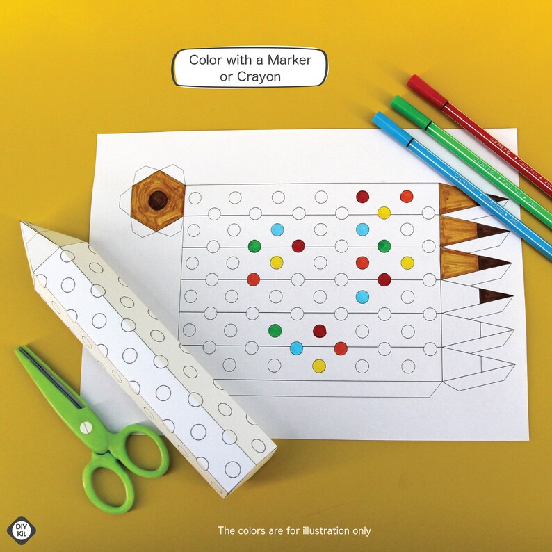 3D Coloring Dots Paper, Easy Papercraft Activity, Craft Paper Models ...