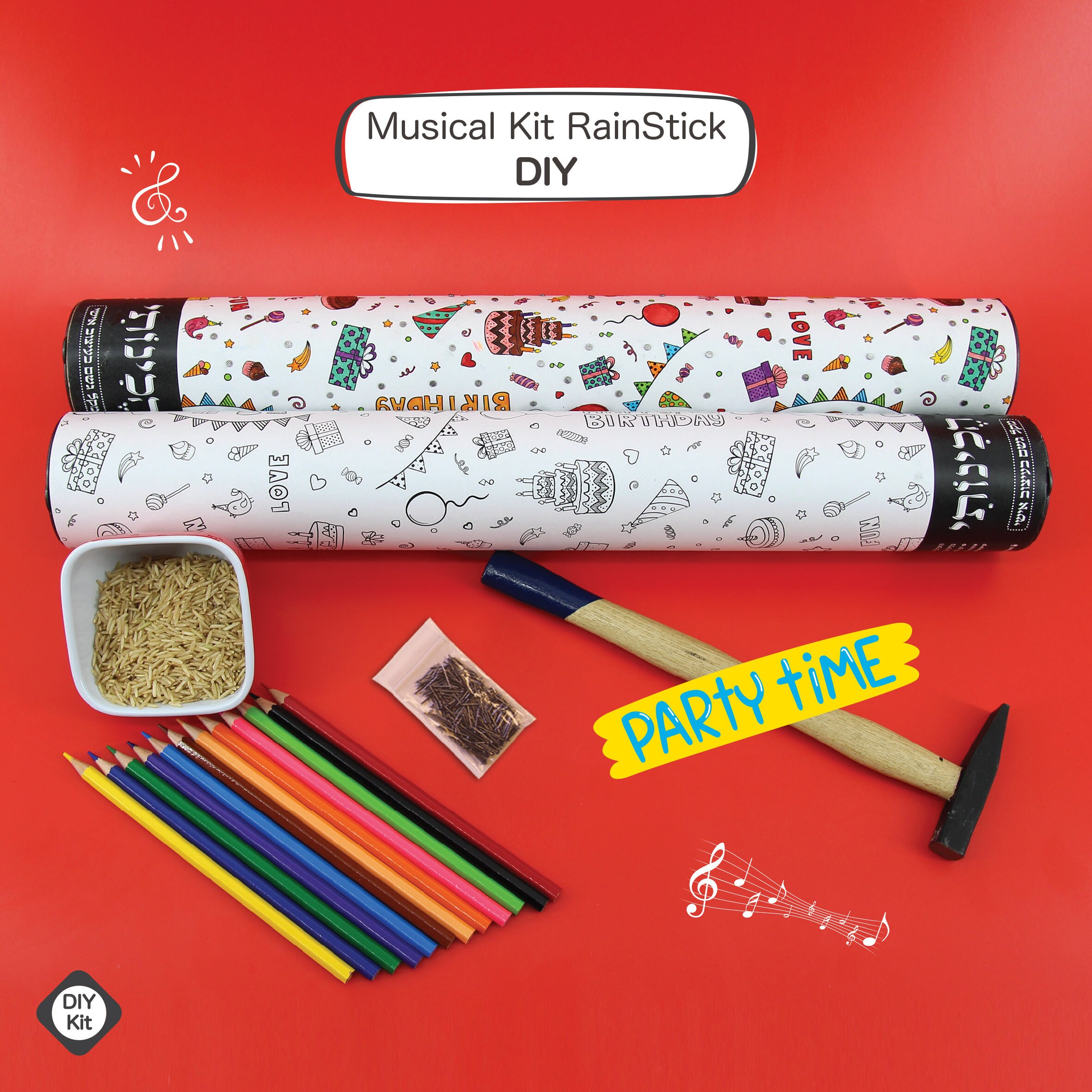 DIY Musical Rain Stick Kit for Kids, Birthday Celebration Kit, Craft ...