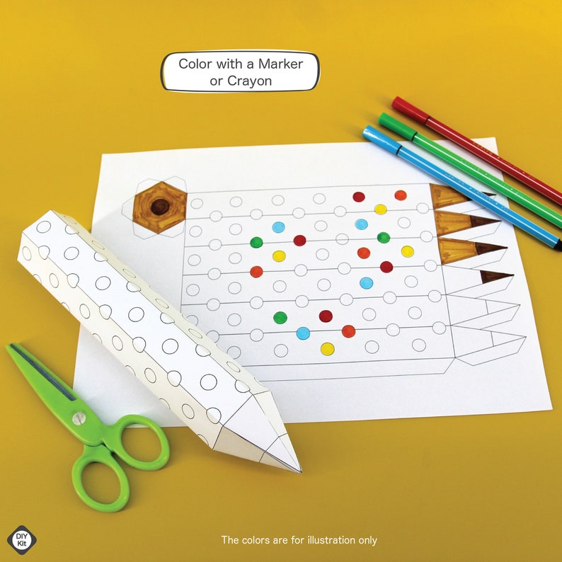 3D Coloring Dots Paper, Easy Papercraft Activity, Craft Paper Models ...