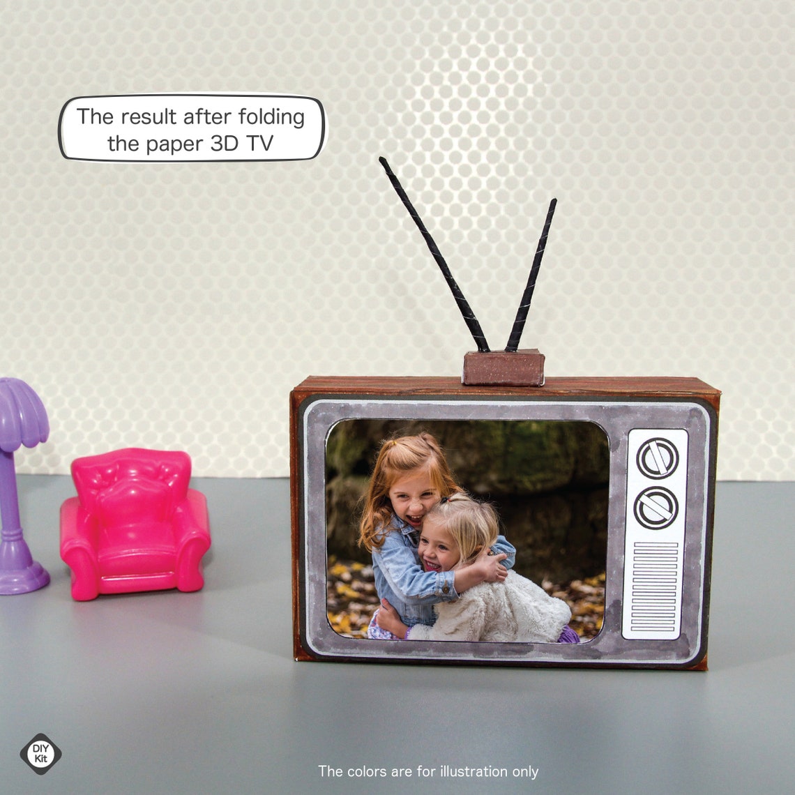 3D Coloring DIY TV Paper, Easy Papercraft Activity, Craft Paper Models ...