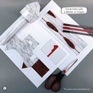 3D Coloring Tree House Paper Easy Papercraft Activity Craft | Etsy