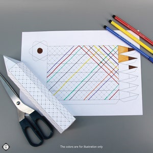 3D Coloring Pattern Paper, Easy Papercraft Activity, Craft Paper Models ...