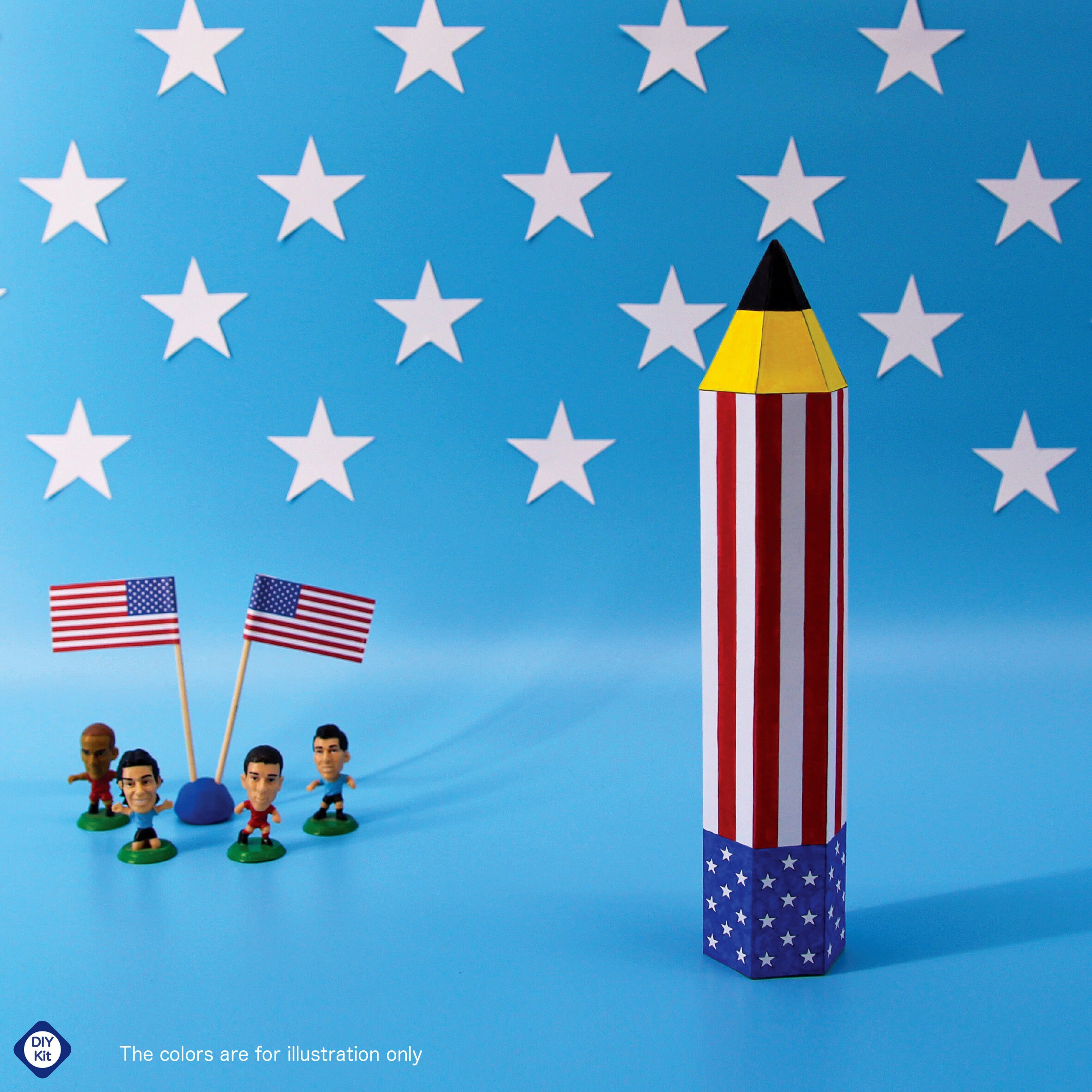 Printable 4th of July Decor Pencil Craft, Papercrafts Origami Fourth of ...