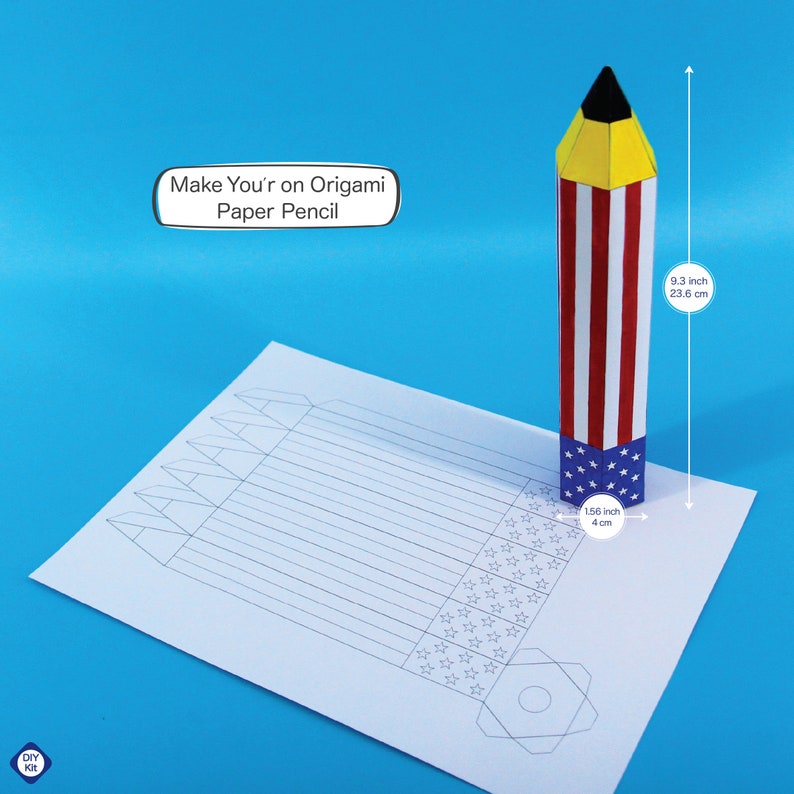 Printable 4th of July Decor Pencil Craft, Papercrafts Origami Fourth of ...