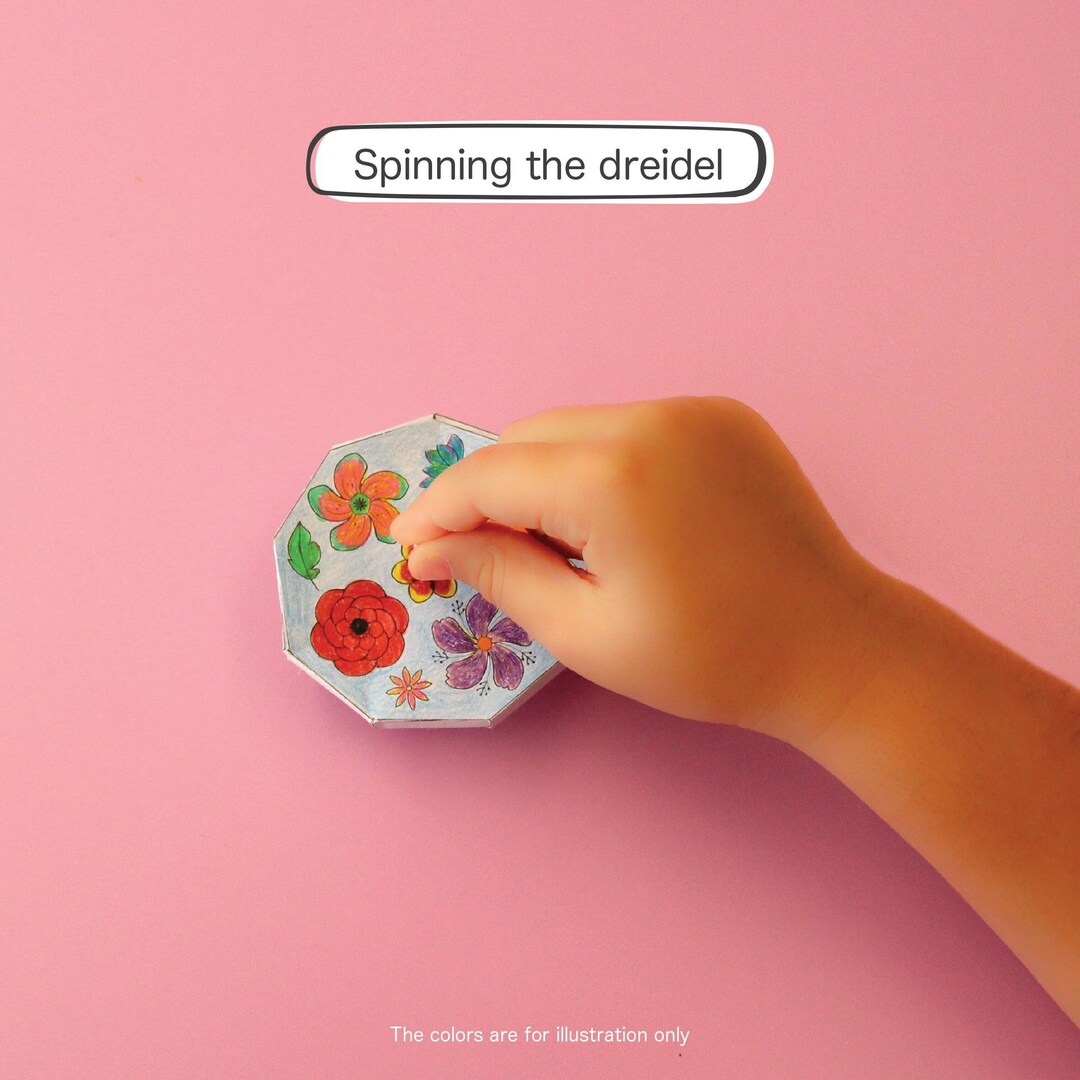 Hanukkah Coloring Hand Drawn Dreidel | DIY Printable Dreidel Kit ...
