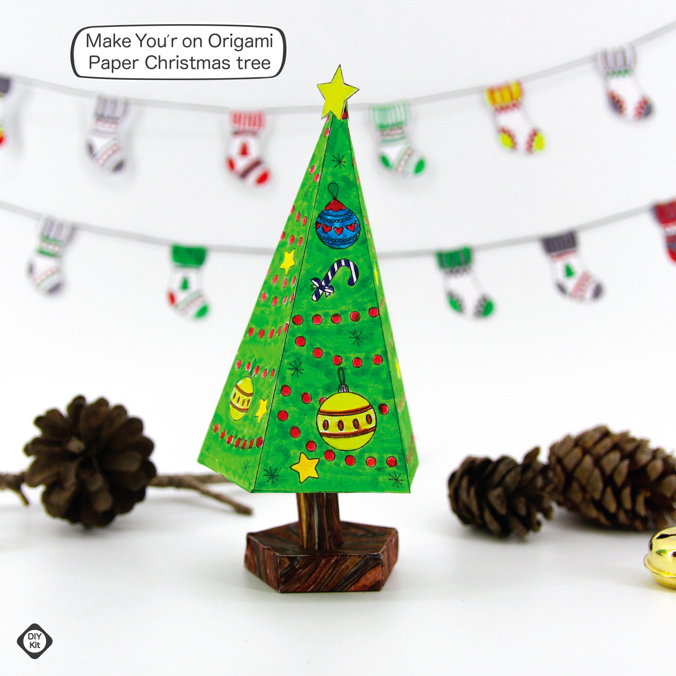 3D Coloring Christmas Tree, Easy Papercraft Activity, Craft Paper for ...