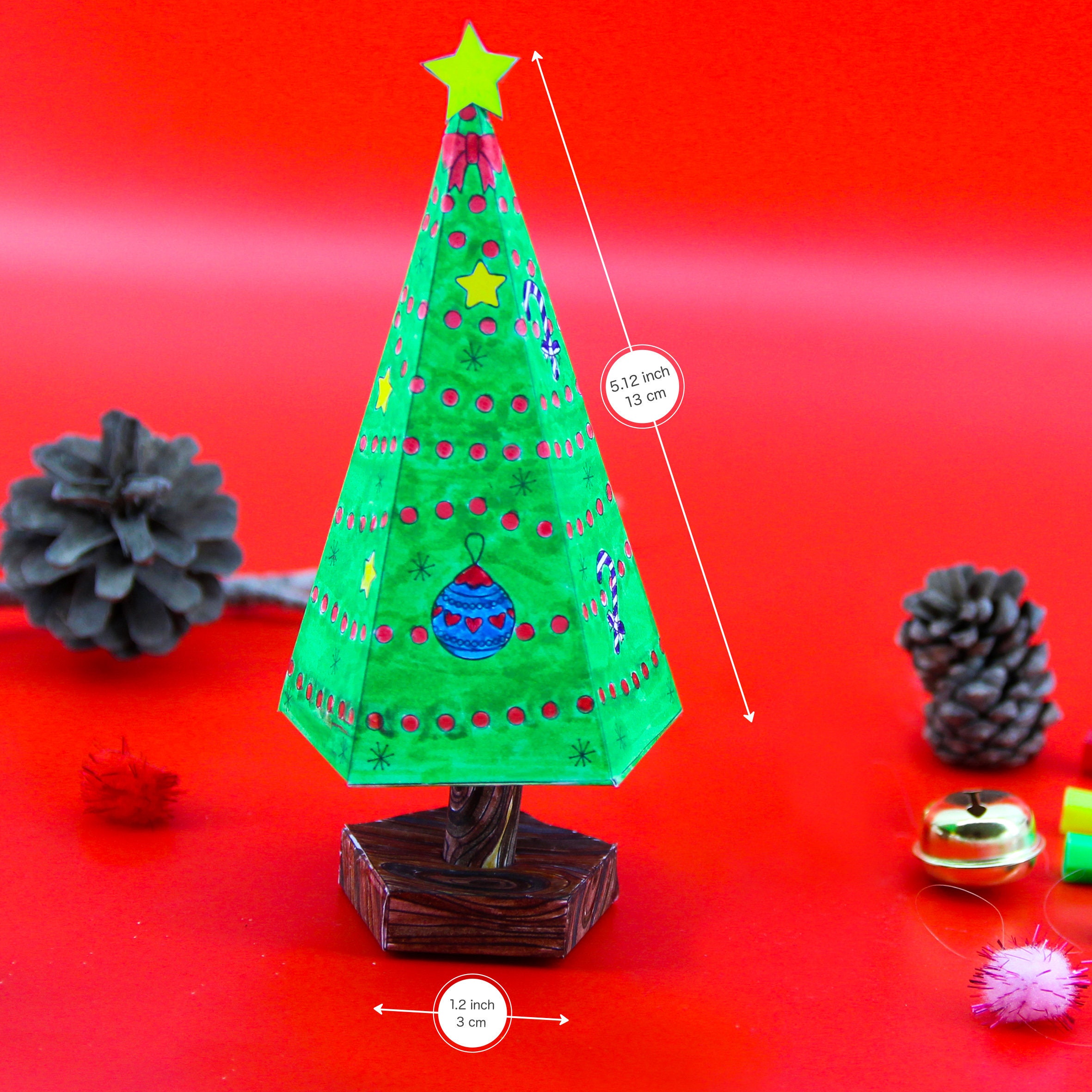 3D Coloring Christmas Tree, Easy Papercraft Activity, Craft Paper for ...