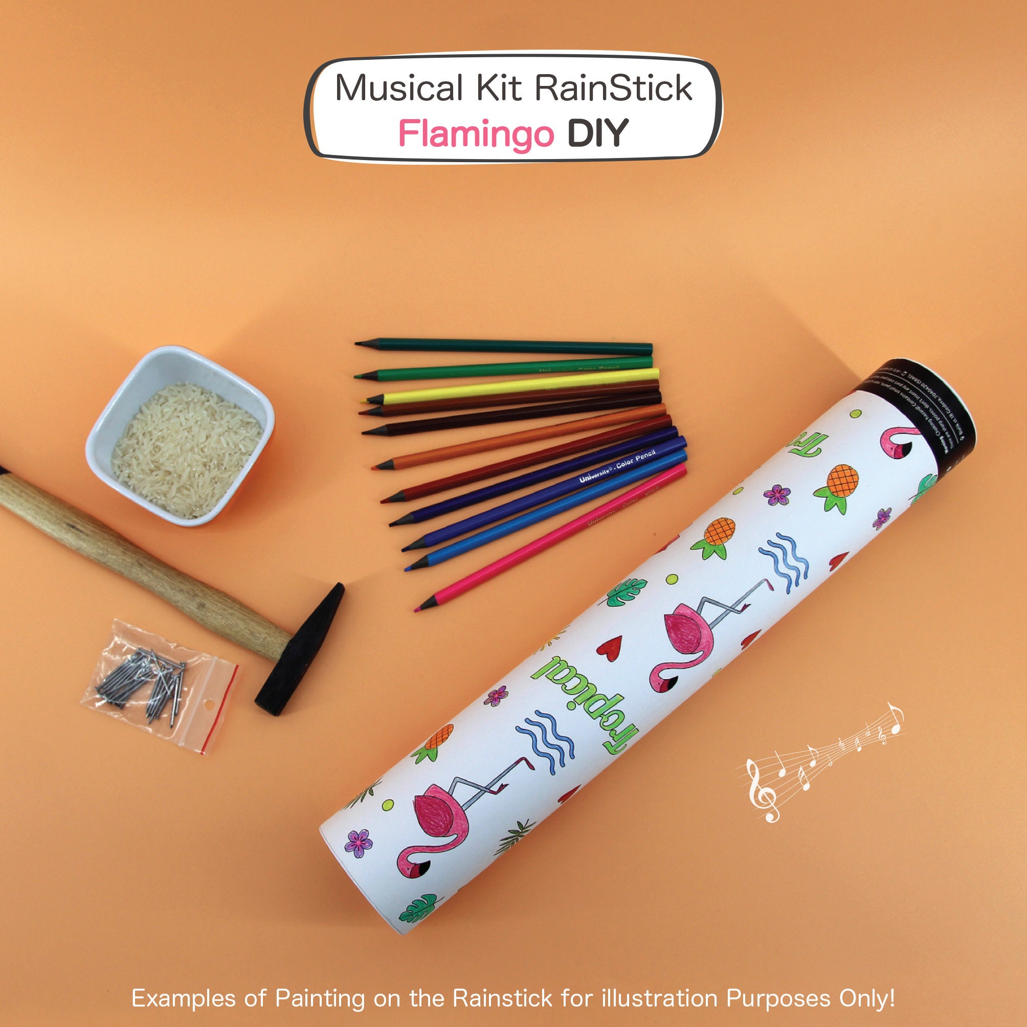 DIY Musical Rainstick Flamingo Kit, Girls Craft Kits, DIY Kits at Home, Girls Coloring Flamingo ...