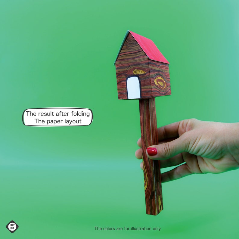 3D Coloring Tree House Paper Easy Papercraft Activity Craft | Etsy