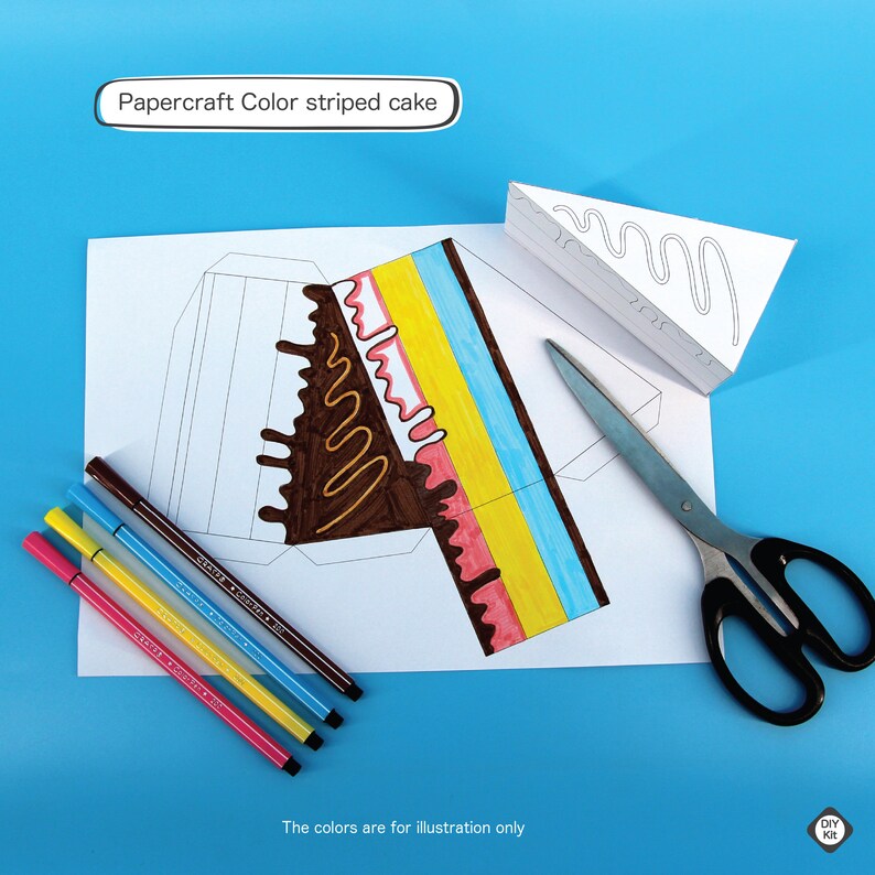 3D Coloring Dessert Paper, Easy Papercraft Activity, Craft Paper Models ...