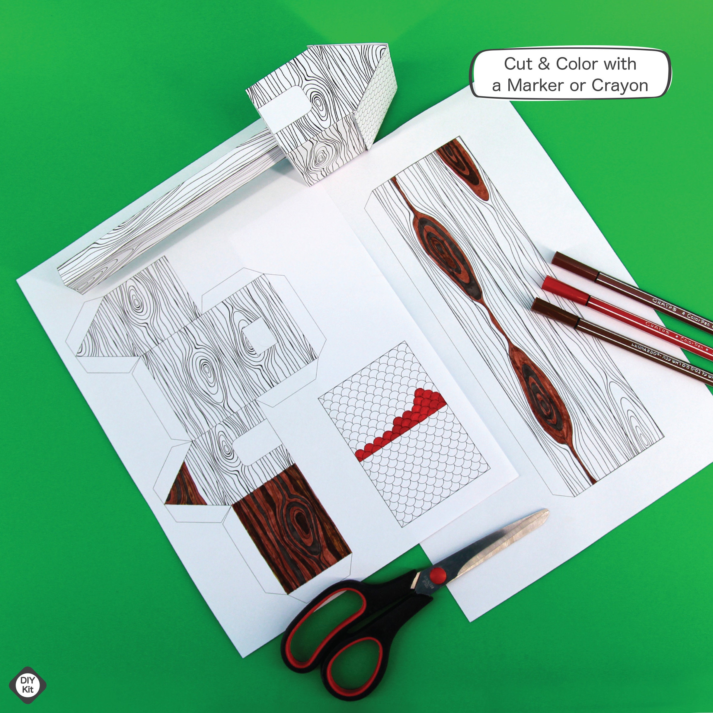 Coloring Tree House Paper, Easy to Cut, Assemble and Crafting for Kids ...