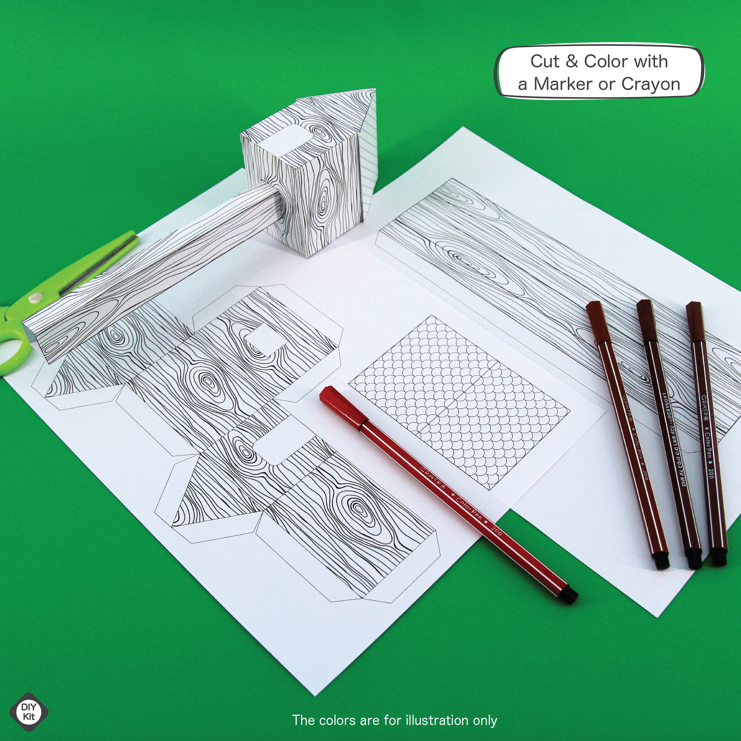 3D Coloring Tree House Paper Easy Papercraft Activity Craft - Etsy