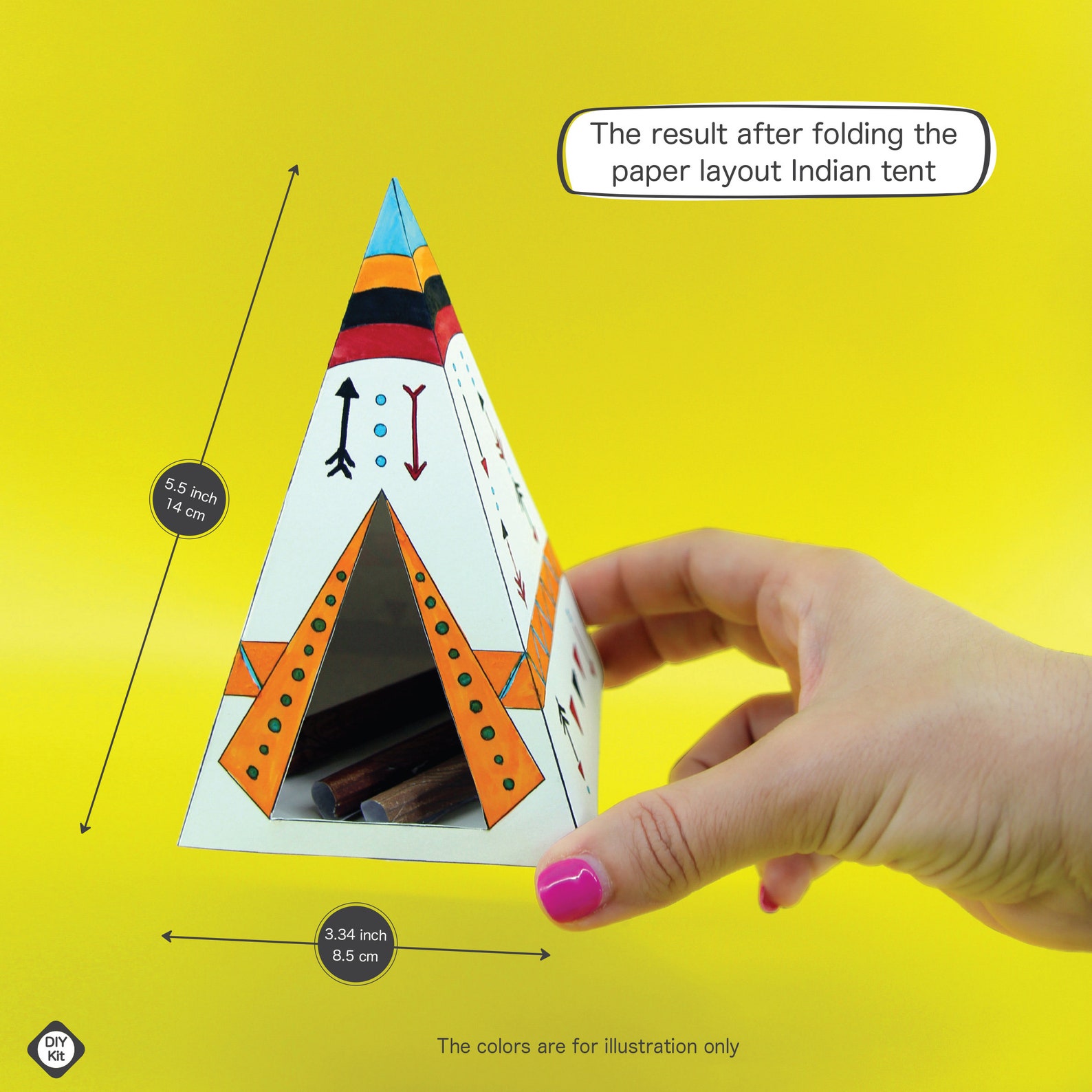 3D Coloring Indian Tent, Easy Papercraft Activity, Craft Paper Models ...