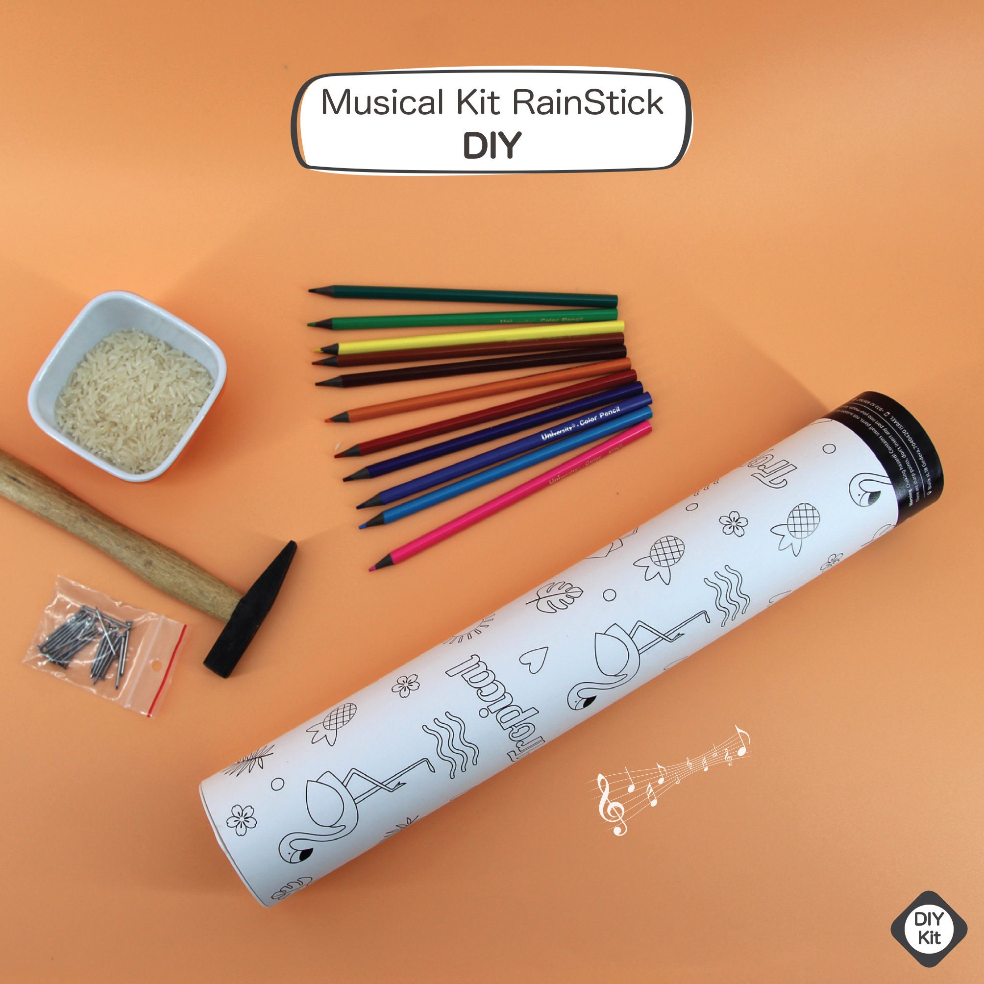 DIY Musical Rainstick Flamingo Kit, Girls Craft Kits, DIY Kits at Home, Girls Coloring Flamingo ...