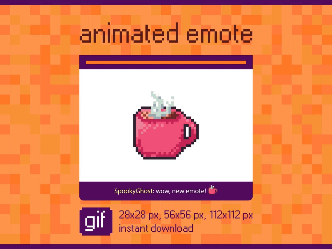 Coffee Twitch Emote - Tea Cup Emote for Twitch/discord/kick. Pink Mug ...