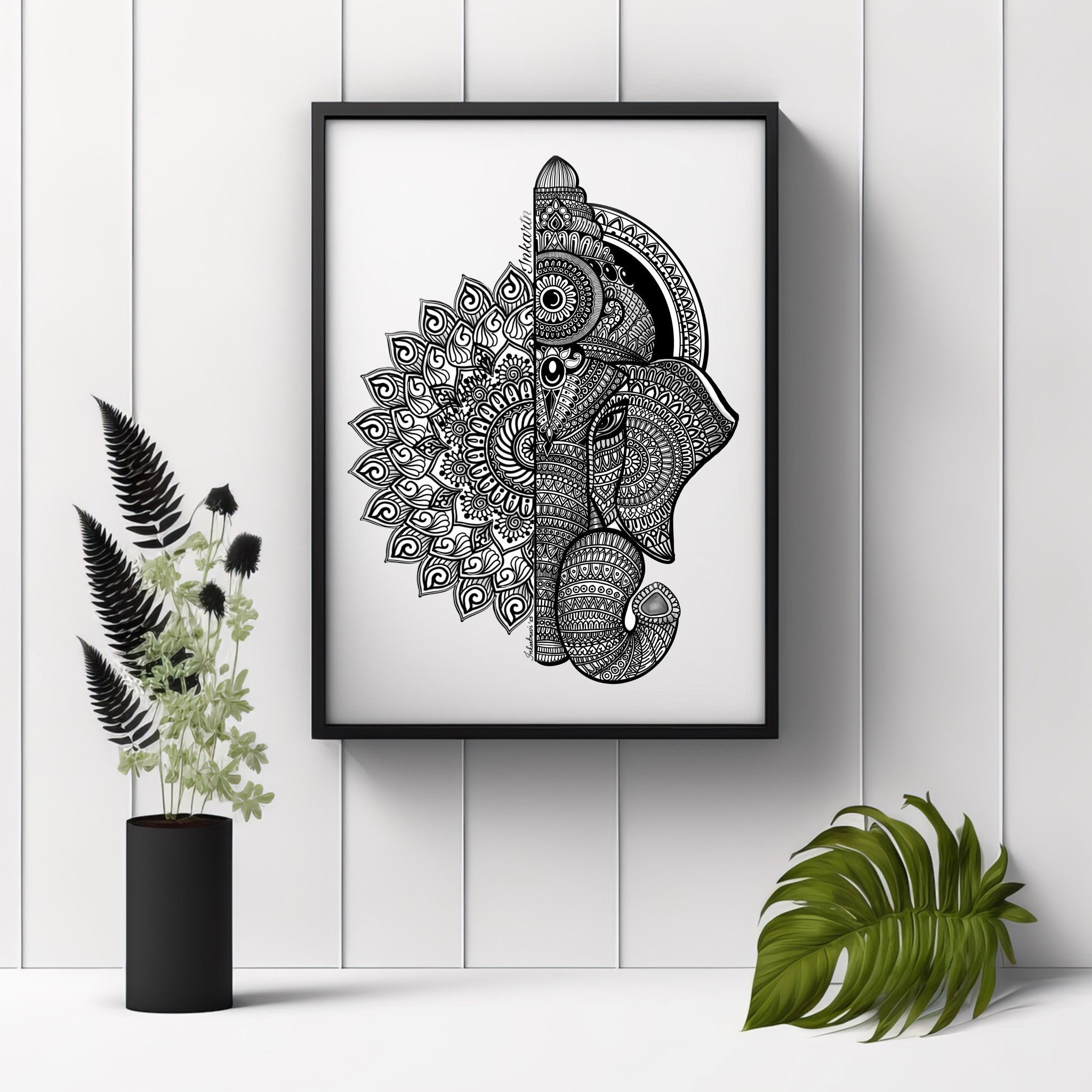 Ganesha Mandala Digital Printable Art Home Decor Mandala Digital ...