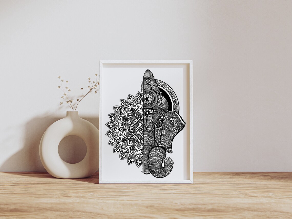 Ganesha Mandala Digital Printable Art Home Decor Mandala Digital ...