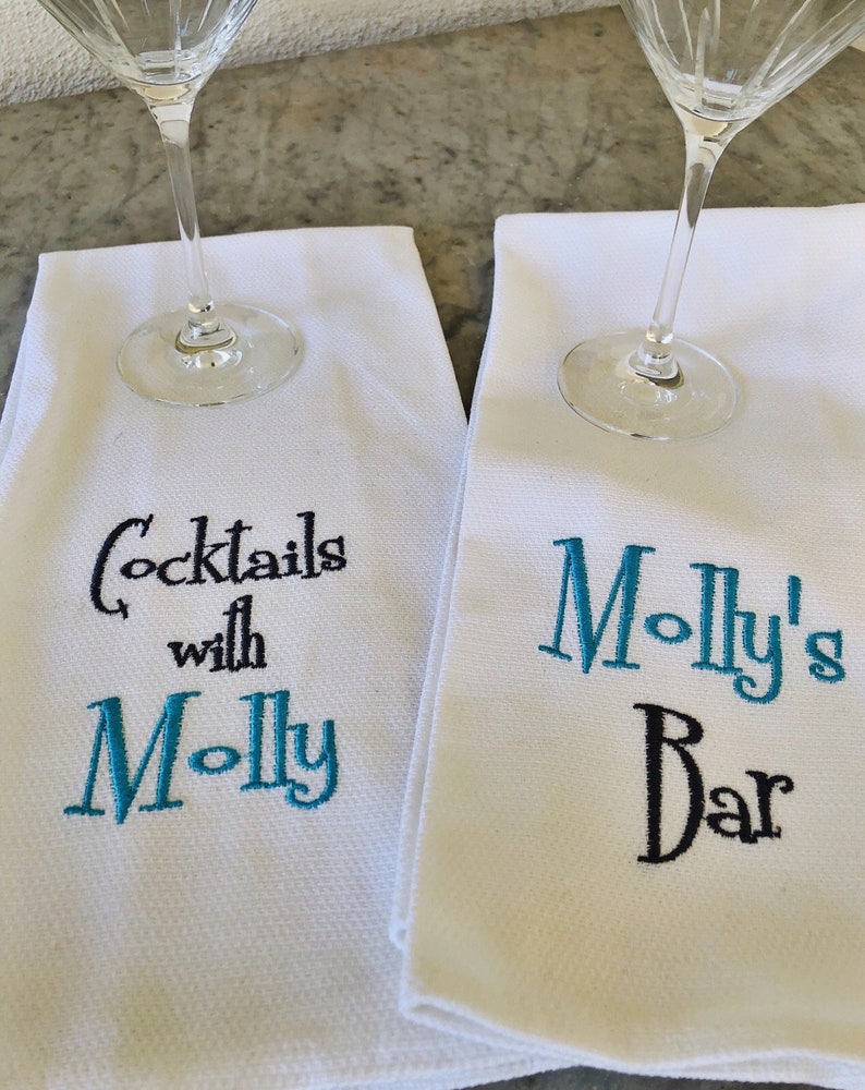 Personalized Cocktail Bar Towel White Dishtowel/bar Cloth - Etsy