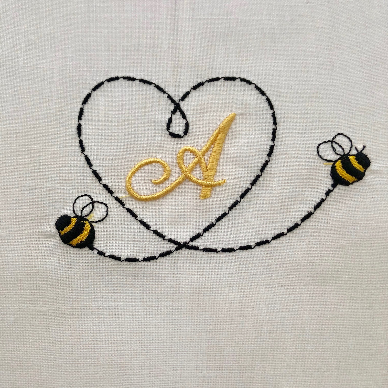 Monogrammed Bee Guest Towel Embroidered Bee Motif Apiary Linen Towel ...
