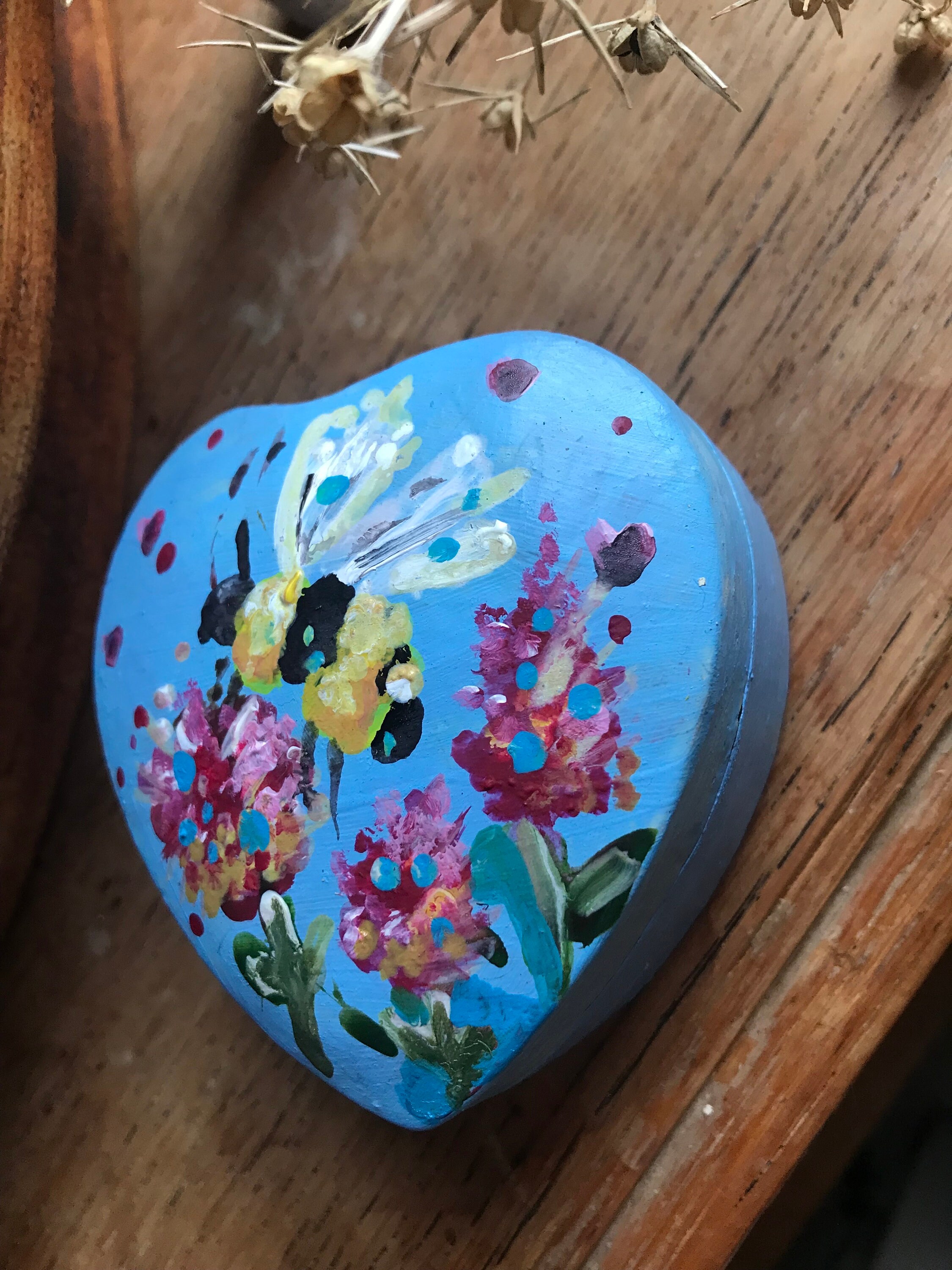 Painted Bee Heart Box - Etsy
