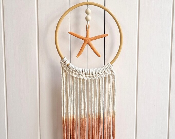 Coastal Macrame Dreamcatcher Starfish Mobile Coastal Wall - Etsy