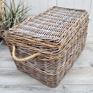 Large Rectangular Wicker Basket, Lidded Wicker Basket, Wicker Trunk ...