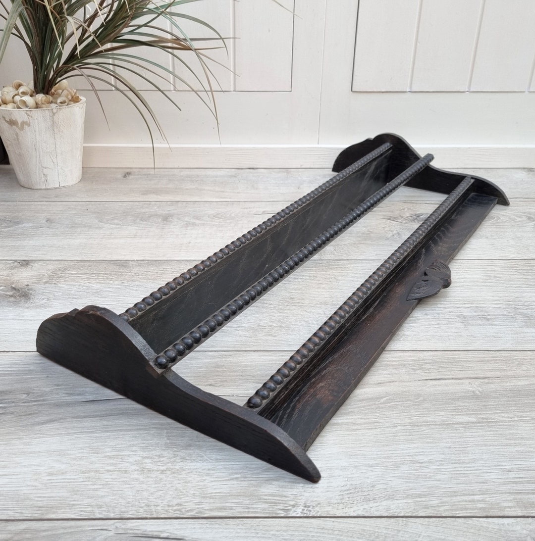 Large Plate Rack, Hand Carved Wood Plate Rack, 2 Shelf Plate Rack ...